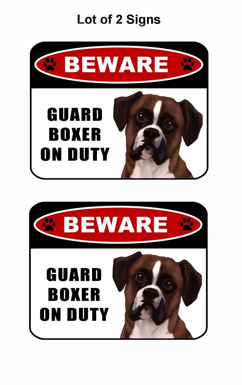 PCSCP 2 count "Beware Guard Boxer (v1) on Duty" 11.5 inch x 9 inch ...