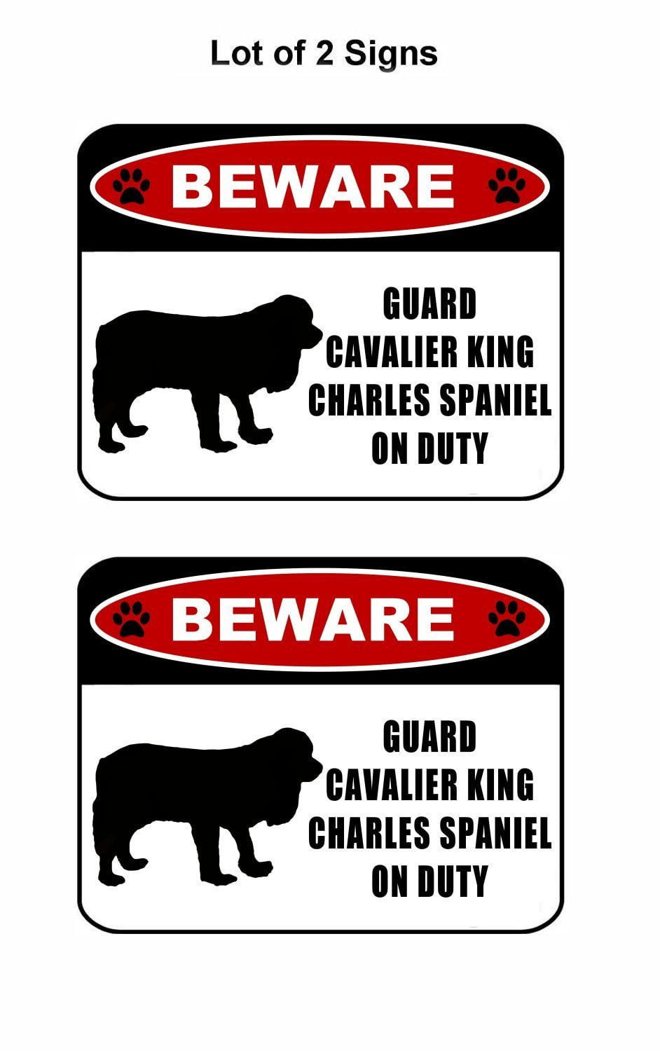 PCSCP 2 count "Beware Guard Cavalier King Charles Spaniel (silhouette ...