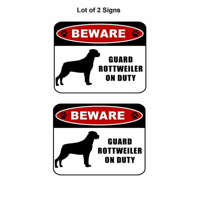 PCSCP 2 count "Beware Guard Rottweiler (silhouette) on Duty" 11.5 inch ...