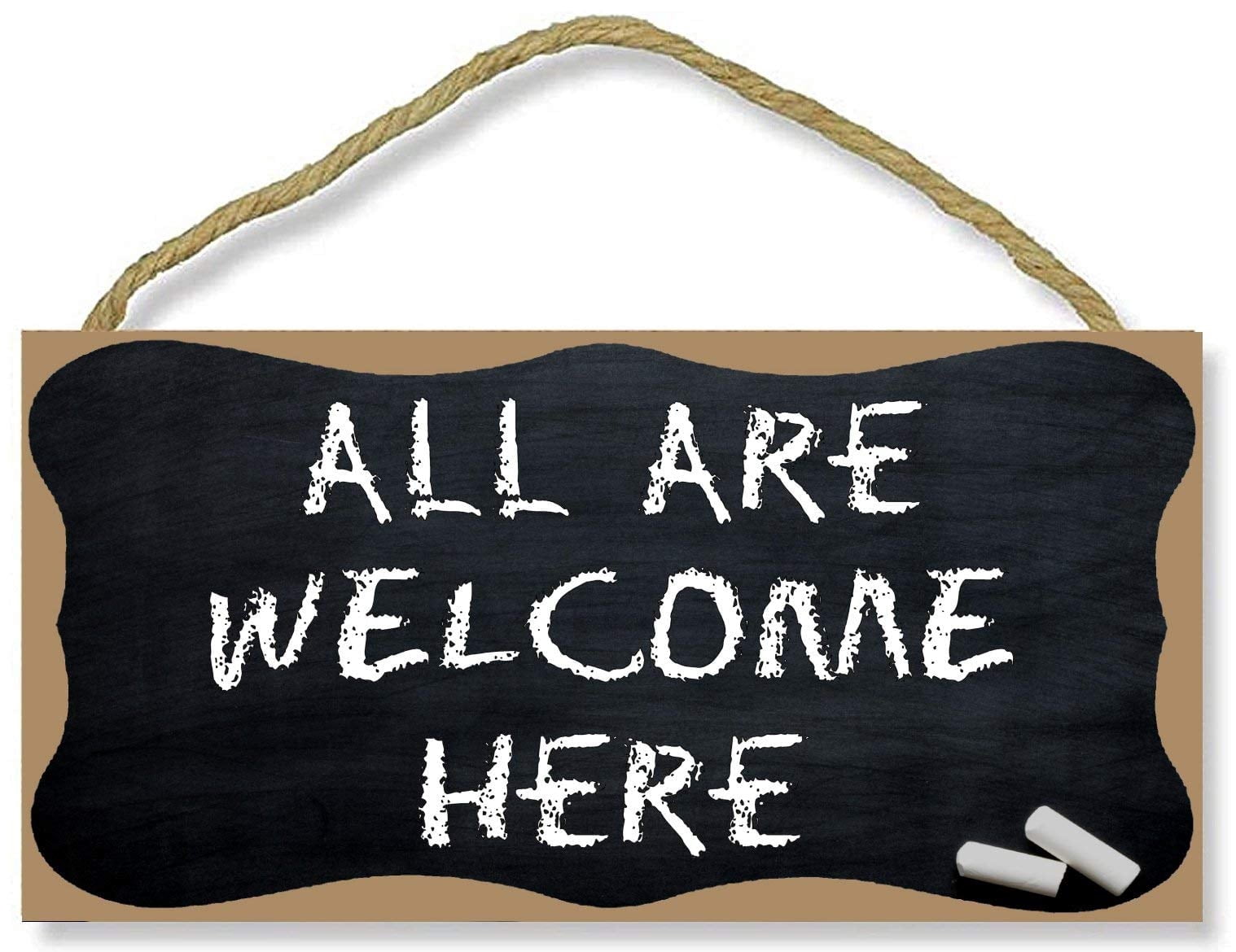 PCSCP All are Welcome Here 10" L x 5" H Wooden Sign - Walmart.com