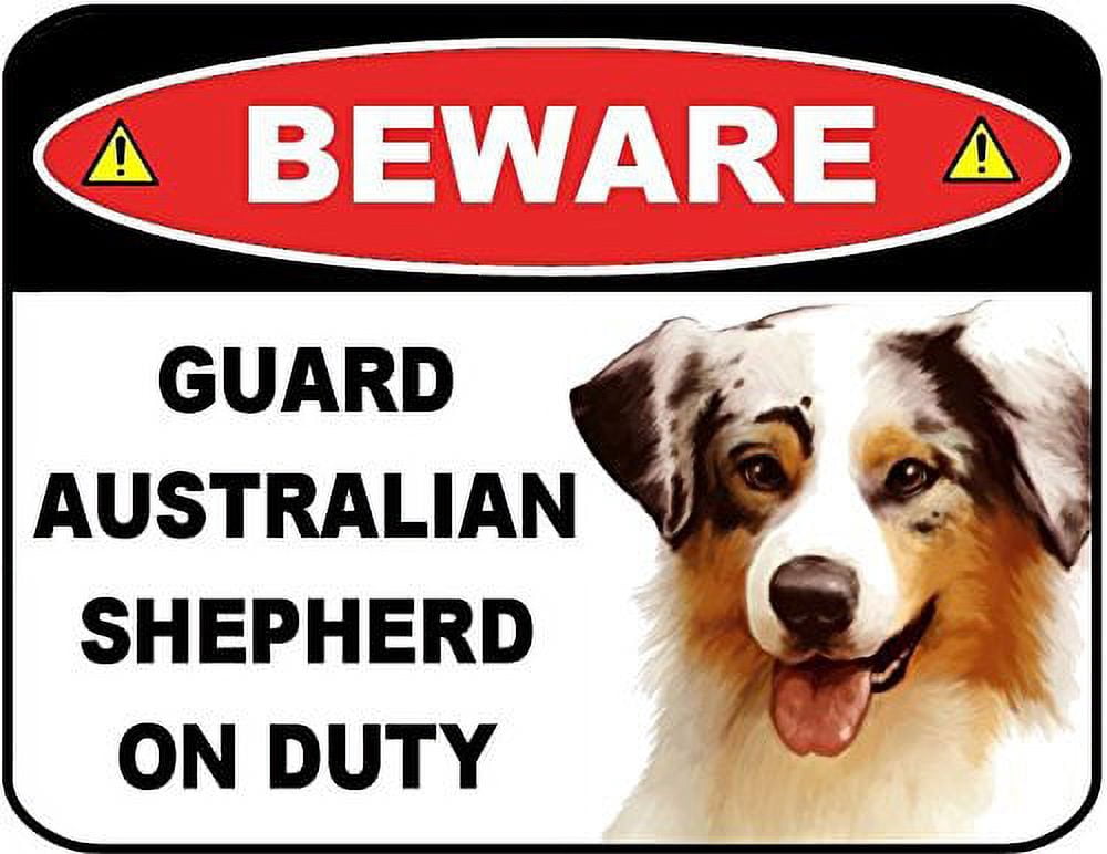 PCSCP Beware Guard Australian Shepherd on Duty (v1) 9 inch x 11.5 inch ...