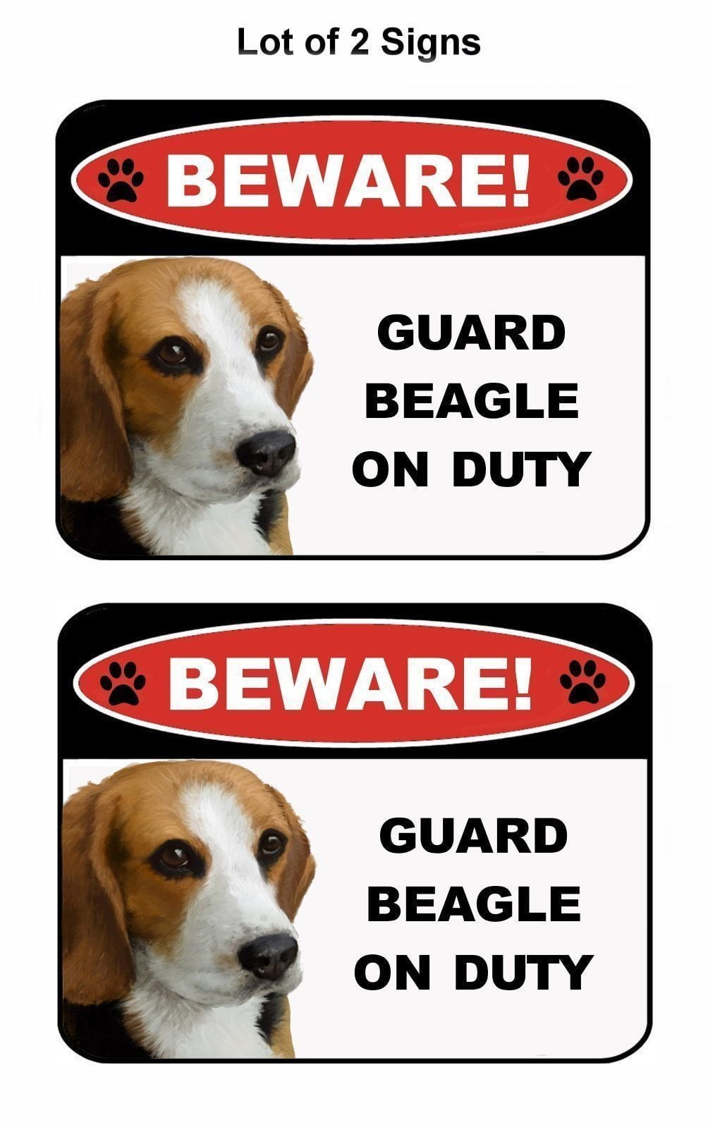 PCSCP 2-Count Beware Guard Beagle on Duty (v1) 9 inch x 11.5 inch ...