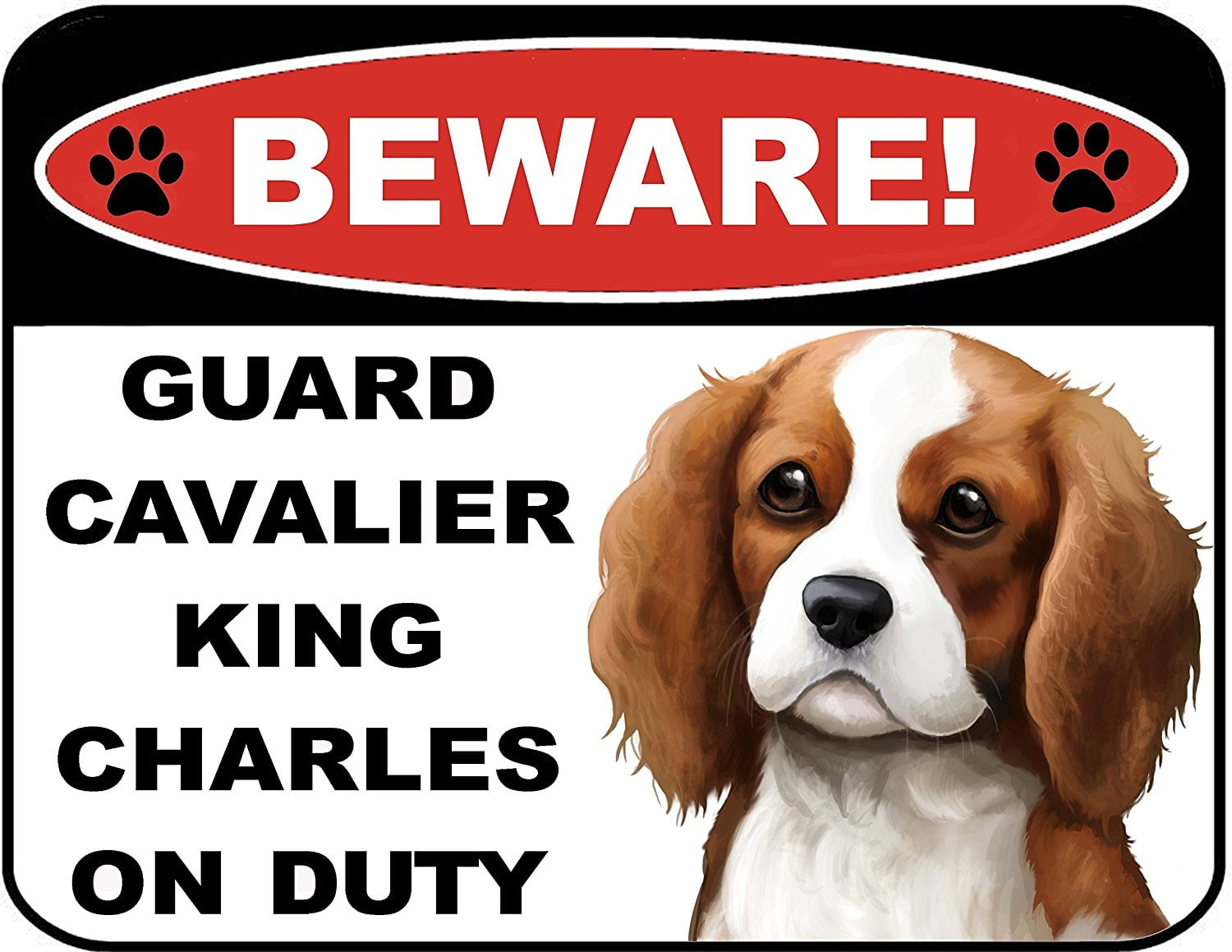PCSCP Beware Guard Cavalier King Charles on Duty (v1) 9 inch x 11.5 ...