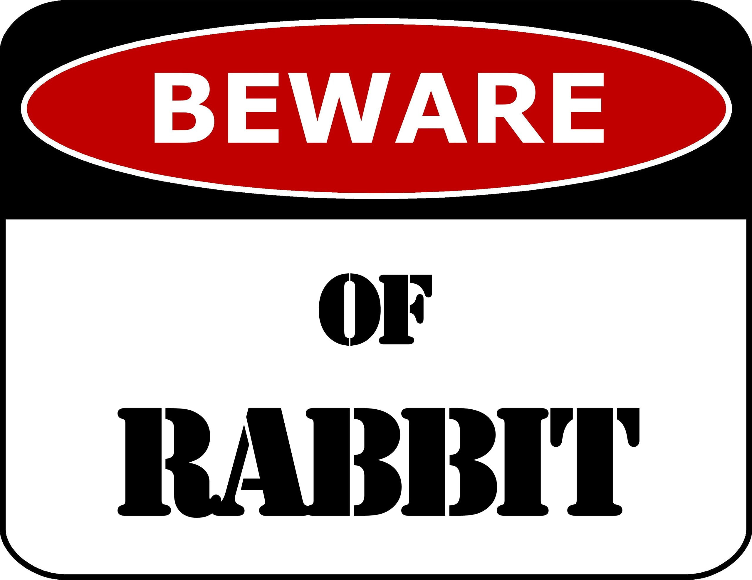 PCSCP Beware Of Rabbit 11 inch by 9.5 inch Laminated Funny Sign ...