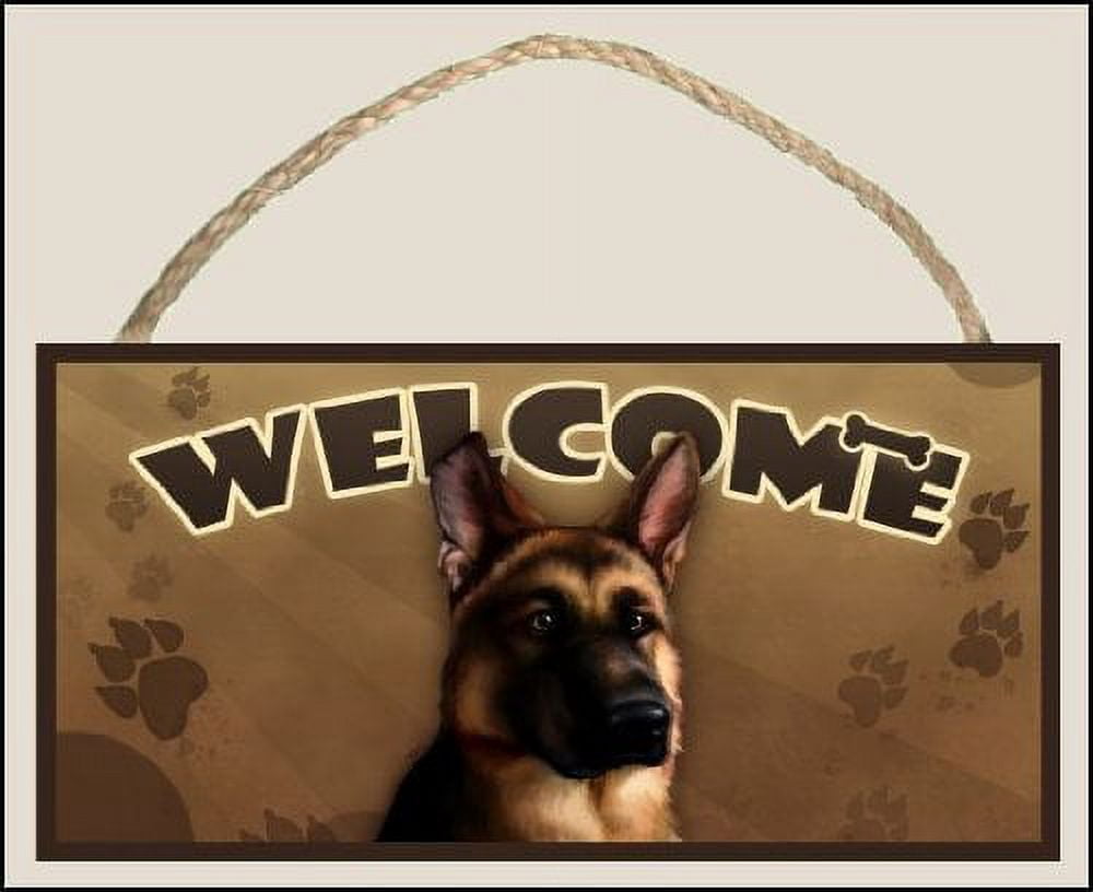 PCSCP German Shepherd 10" x 5" Wooden Welcome Sign Featuring The Art of ...