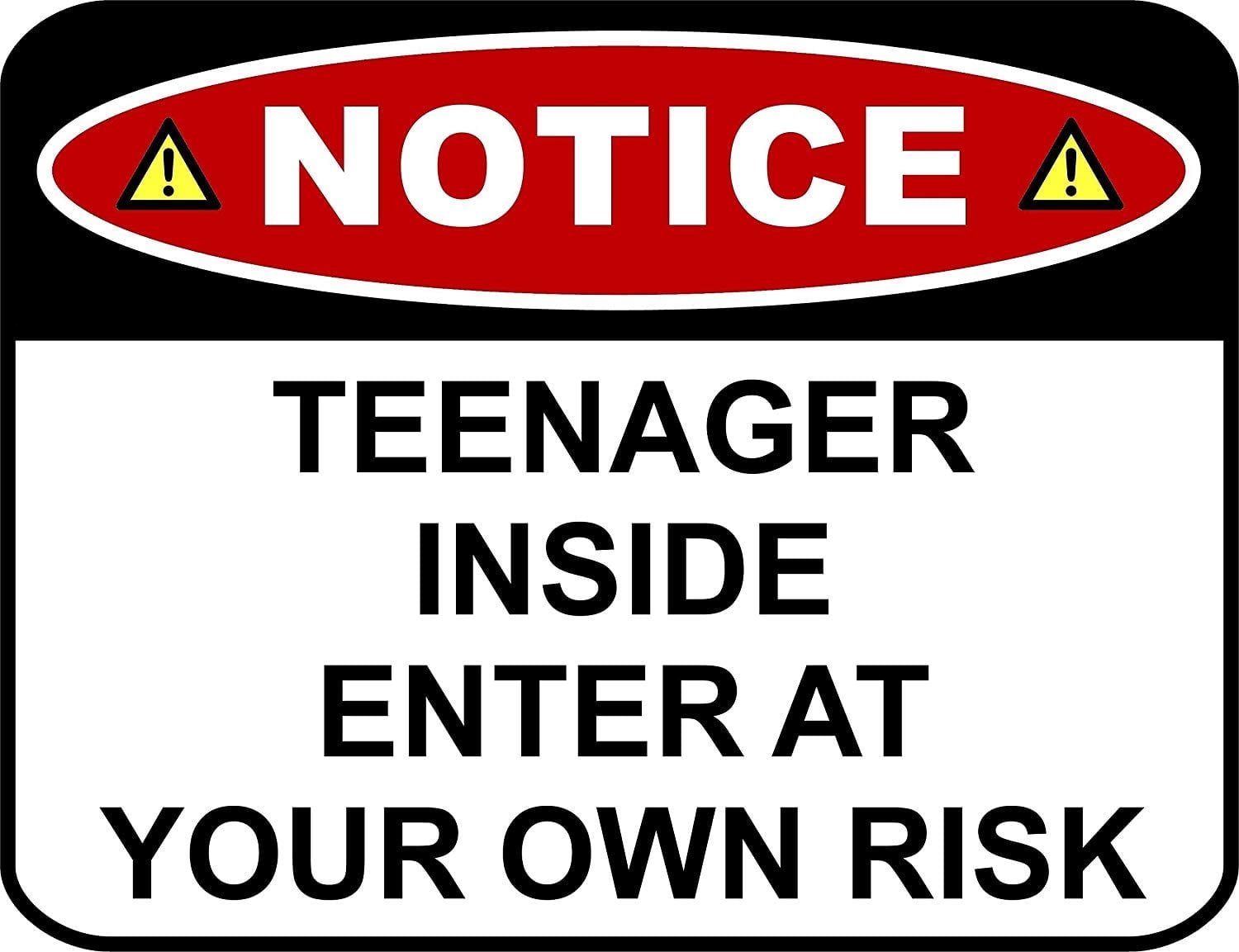 PCSCP NOTICE TEENAGER INSIDE ENTER AT YOUR OWN RISK 11.5 inch by 9 inch ...