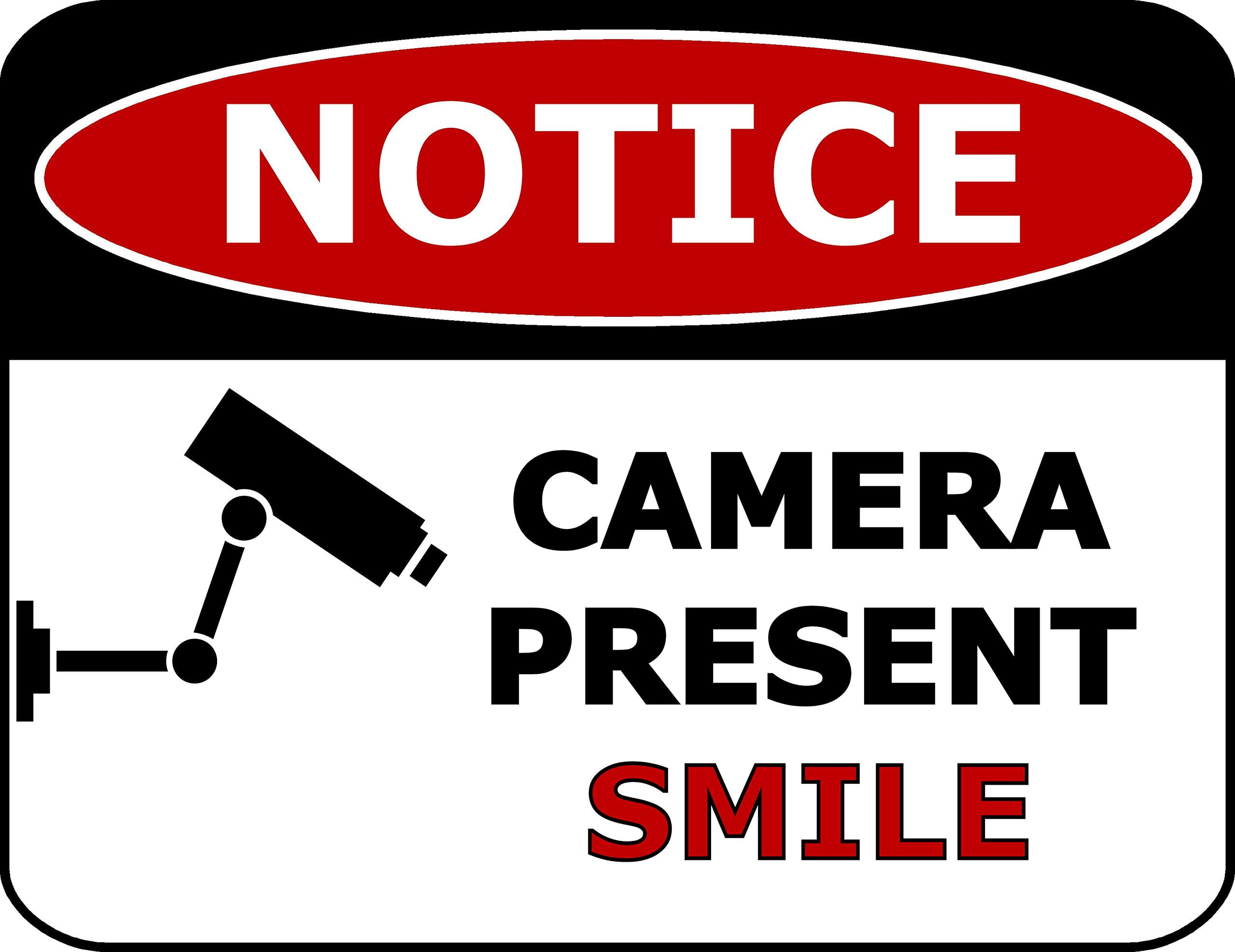 PCSCP Notice Camera Present Smile 11.5 inch by 9 inch Laminated ...