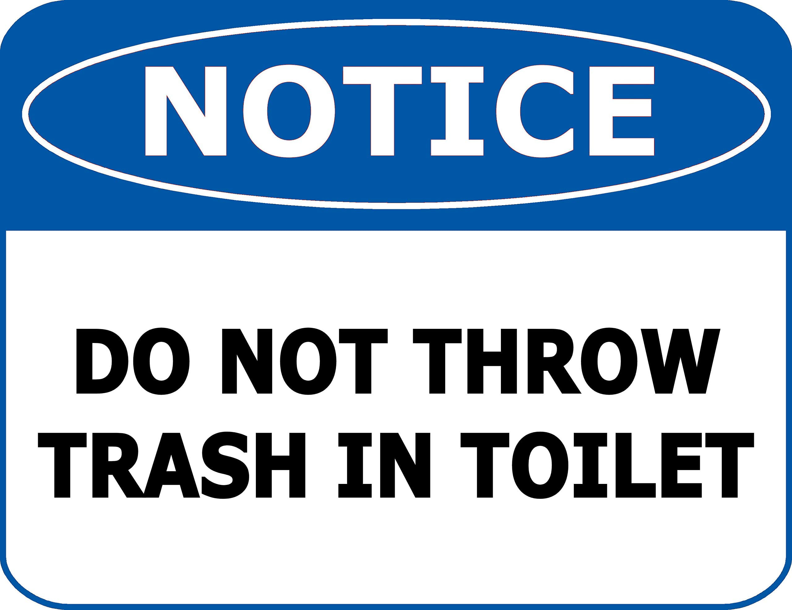 PCSCP Notice Do Not Throw Trash in Toilet 11.5 inch 9 inch Laminated ...