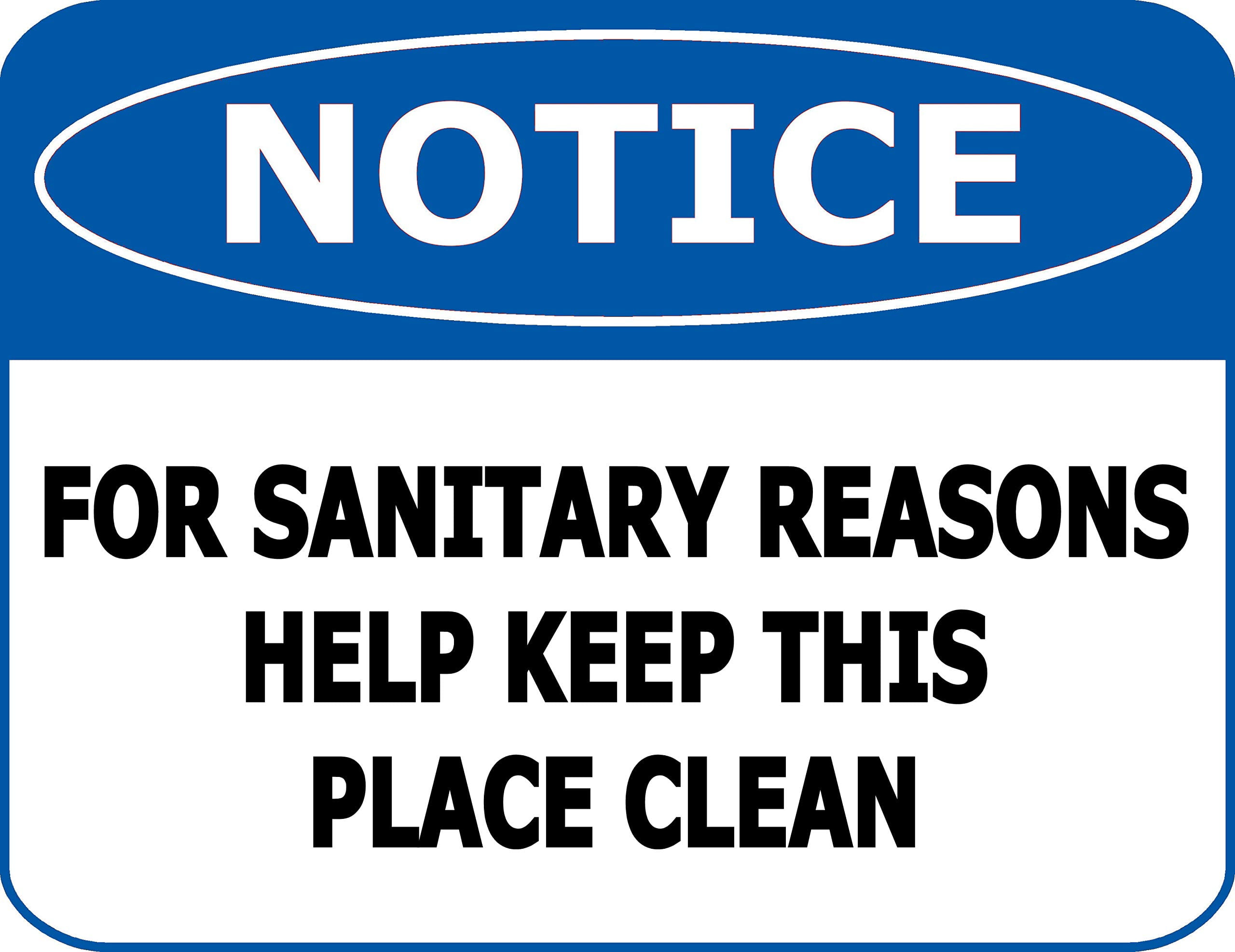 PCSCP Notice Sanitary Reasons Help Keep This Place Clean 11.5 inch 9 ...