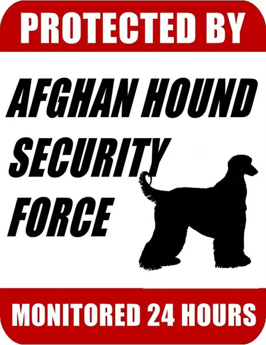 PCSCP "Protected By Afghan Hound Security Force Monitored 24 Hours" 9 inch x 11.5 inch Laminated ...