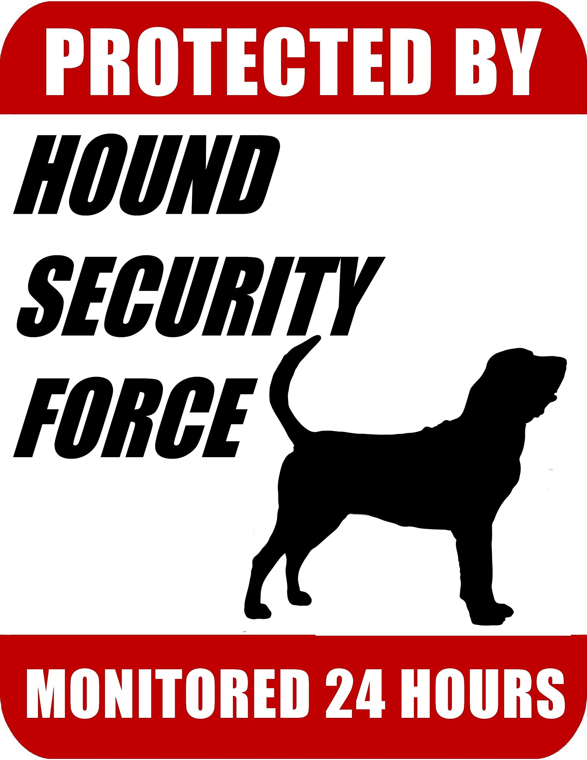 PCSCP Protected By Hound Security Force Monitored 24 Hours 9 inch x 11.5 inch Laminated Dog Sign ...
