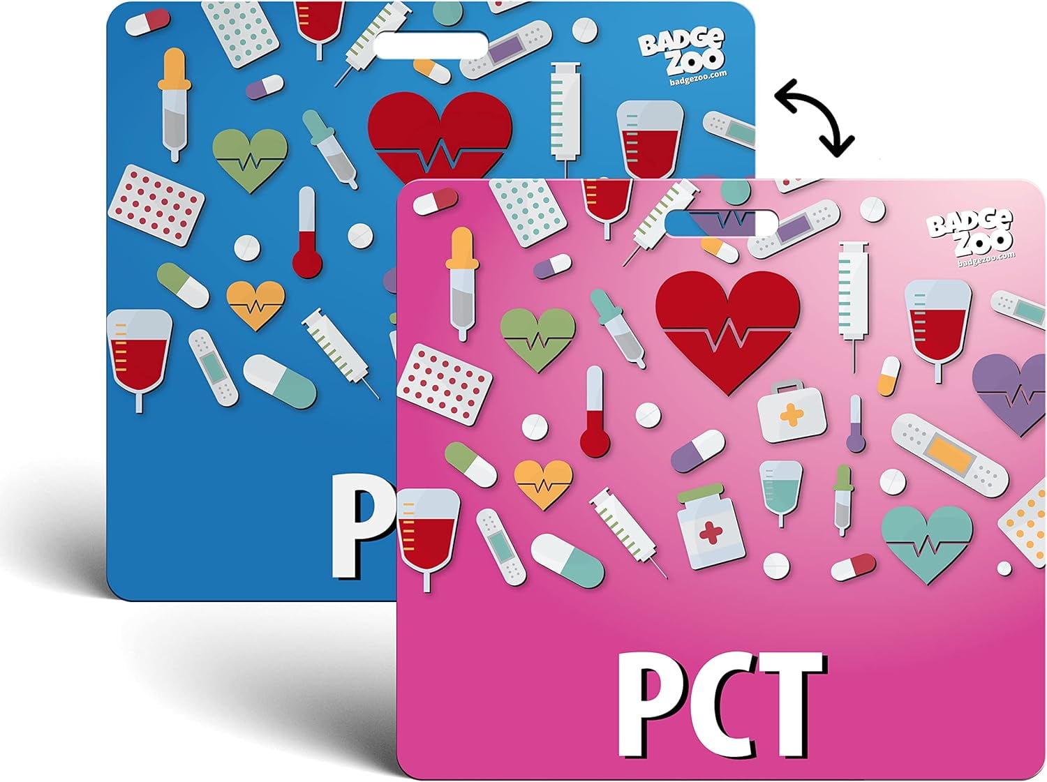 PCT Badge Buddy - Pink/Blue (Dualsided) - Horizontal Badge Id Card - by ...