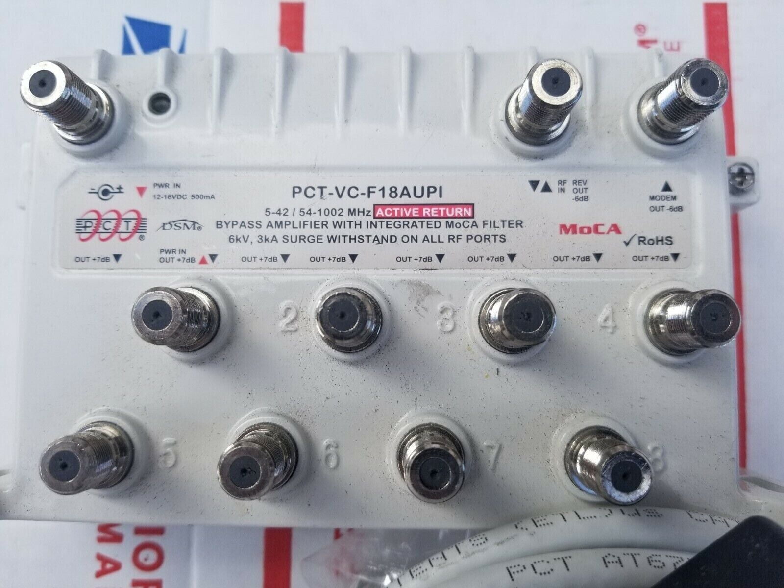 PCT PCT-VC-F18AUPI RF 9-Port MoCA Bypass CATV Amplifier with Active ...