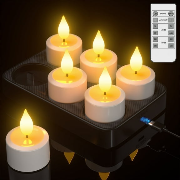 12Pcs Flameless Led Tea Lights Votive Candles Lamp Decor Battery W/Rose ...