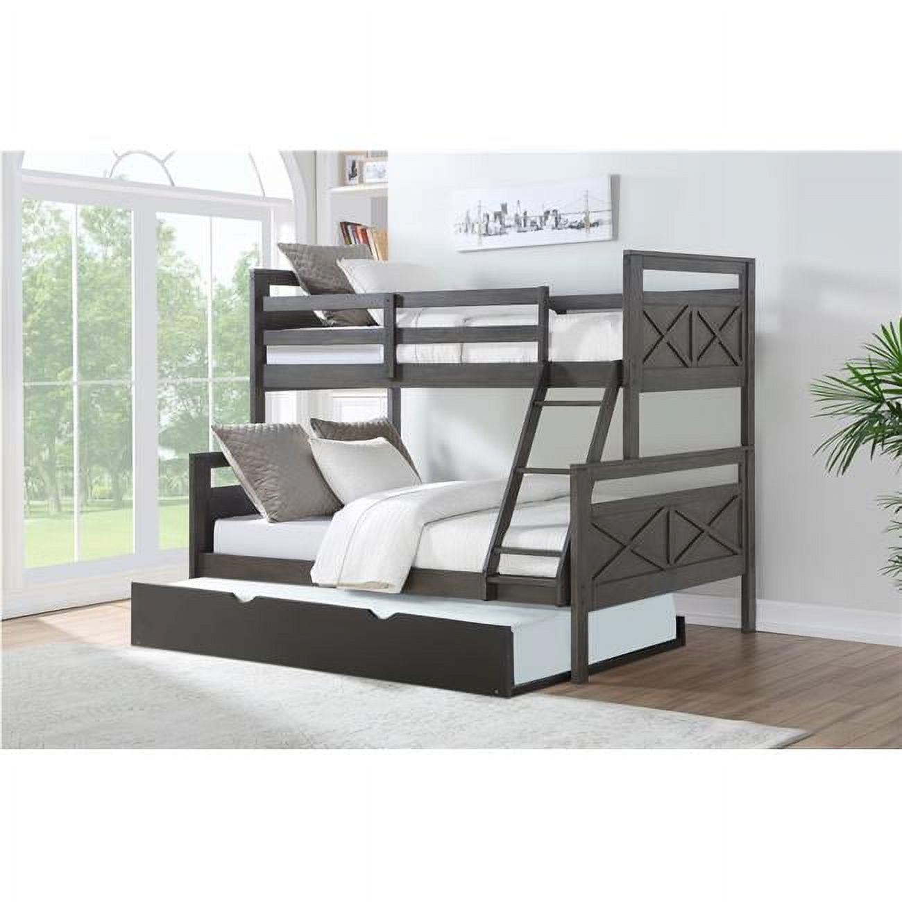 PD-0518TFRG-503BK Twin Over Full Barn Panel Bunk Bed in Rustic Grey ...