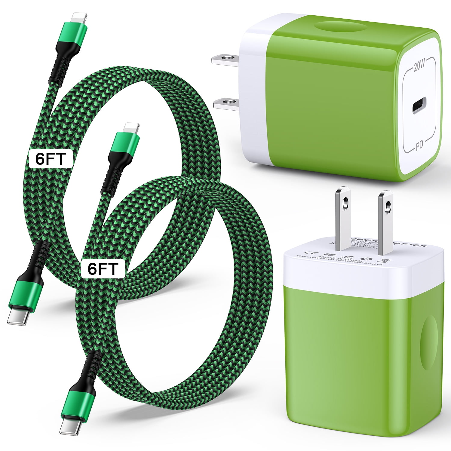 PD 20W USB C Charger Block with 6FT USB C Charger Cable,2Pack USB C ...