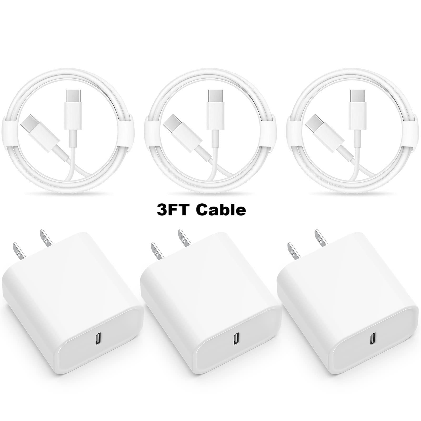 PD 30W Fast Charging USB-C Wall Plug Charger with C to C Cable Set (3 ...