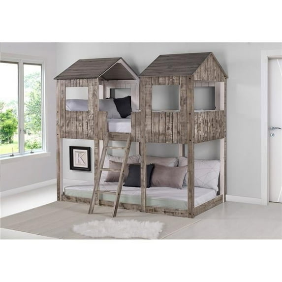 PD-3225TTRDW Twin Over Tower Bunk Bed, Rustic White - Walmart.com