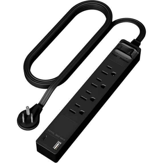 PD 36W Surge Protected Outlet Extender with 4-Outlet Power Strip, 1 ...