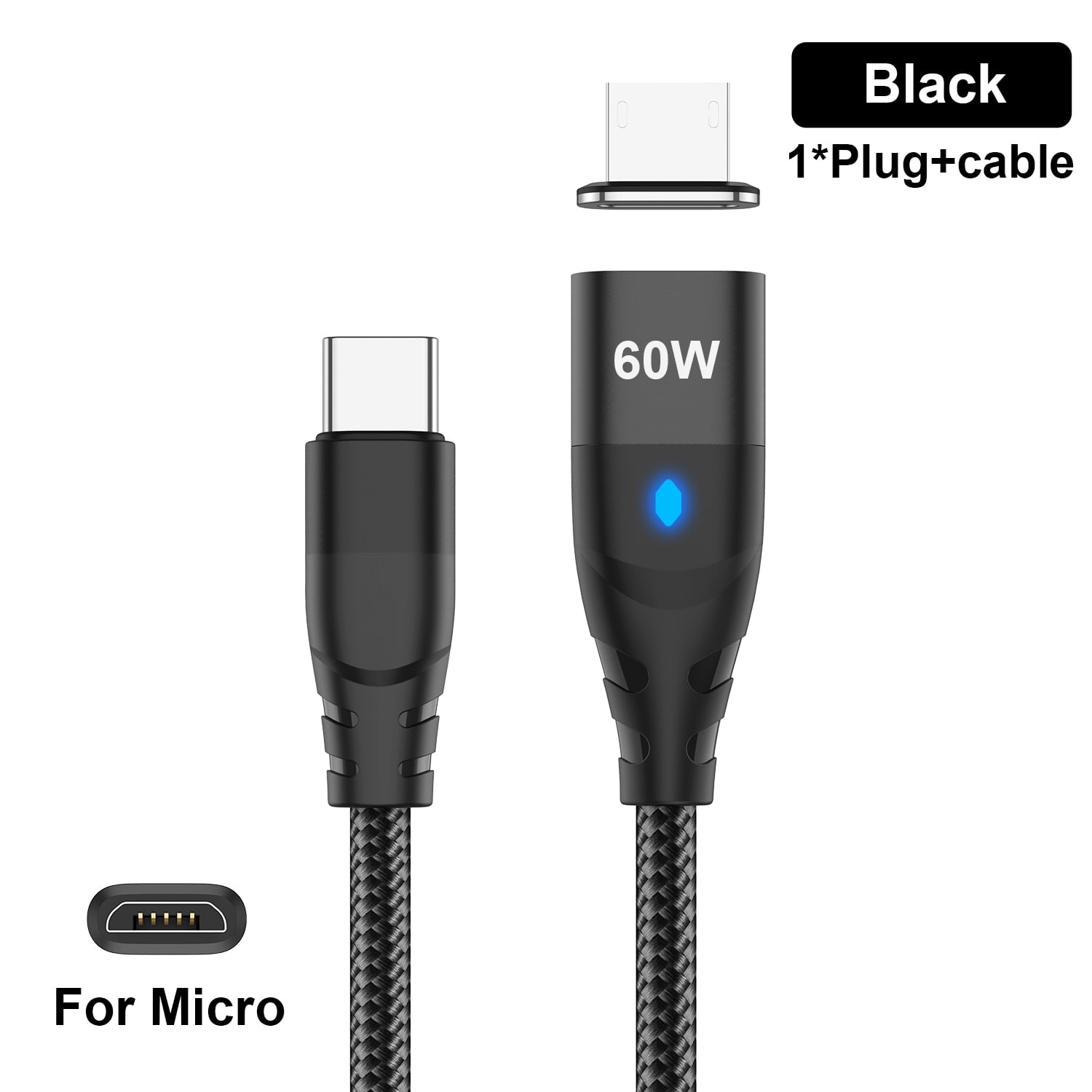 PD 60W Magnetic Data Cable Fast Charging USB C To TypeC Micro Data Cord For iPhone Samsung ...