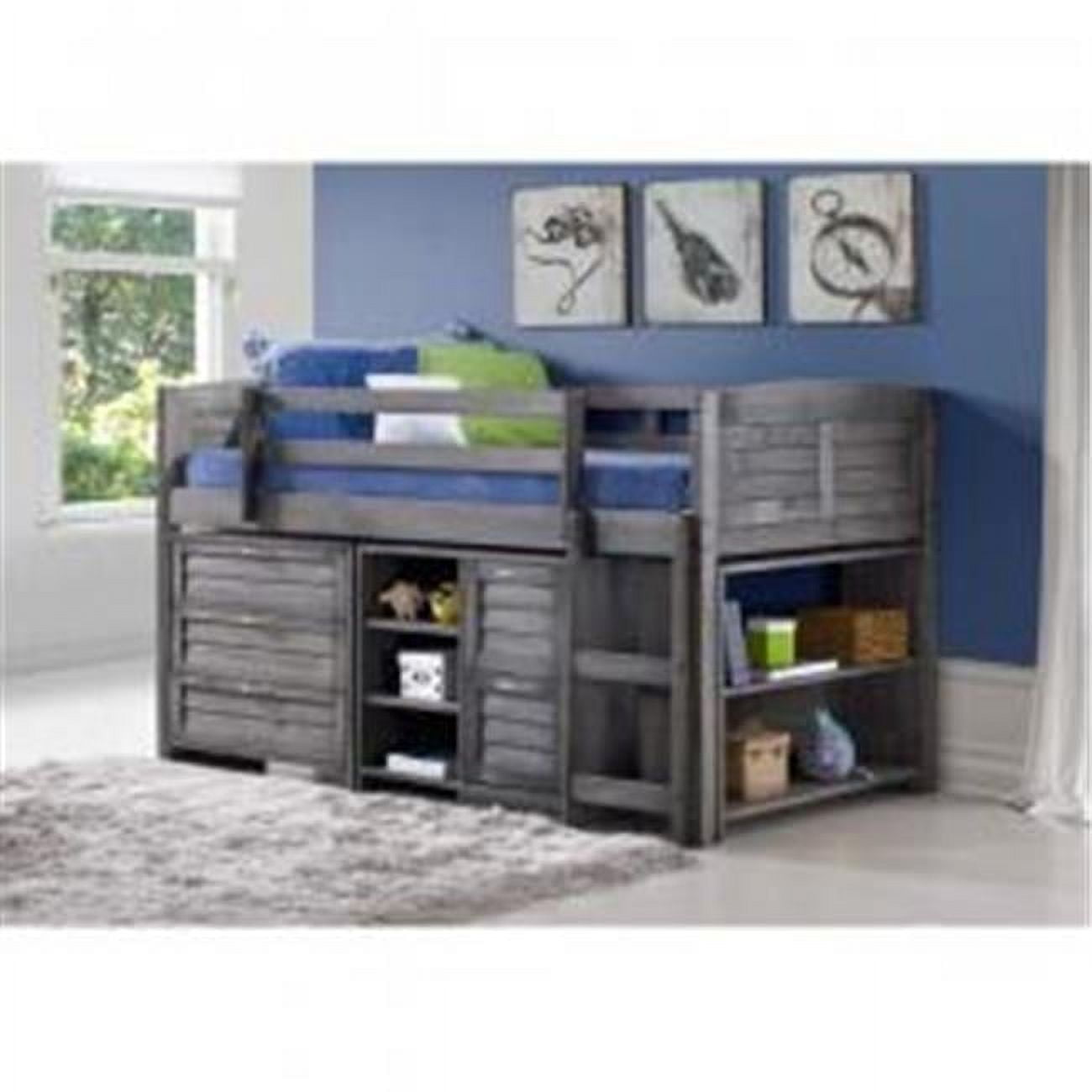 PD-790AAG-Modular-C1 Twin Size Louver Low Loft with 3 Drawer Chest, 2 ...