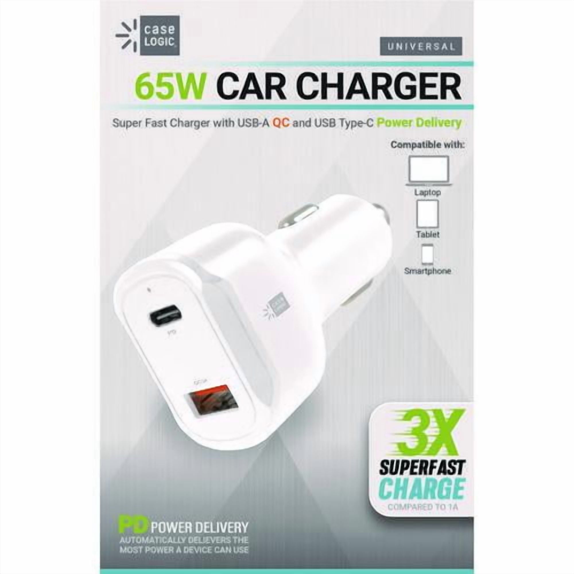 PD Car Charger, 60 W, Two 2 A Ports, White | Bundle of 2 - Walmart.com