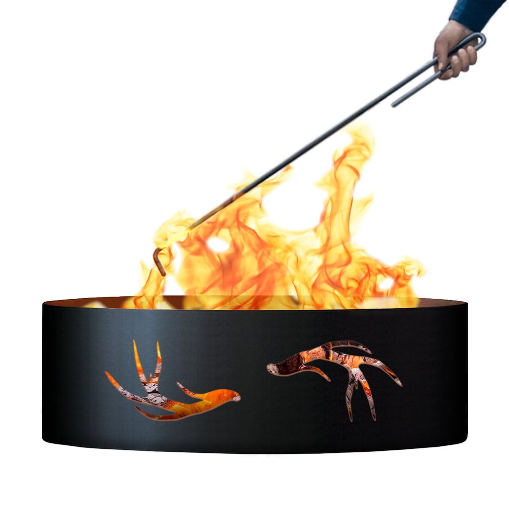 PD Metals Antlers 12 in. Tall 48 in. Diameter Fire Ring - Fire Poker ...