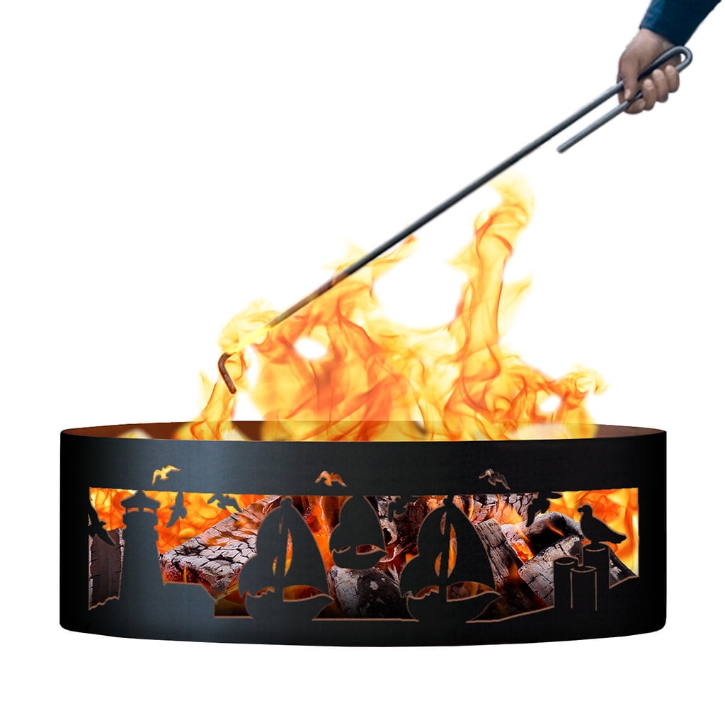 PD Metals Sailboat 12 in. Tall 48 in. Diameter Fire Ring - Fire Poker ...