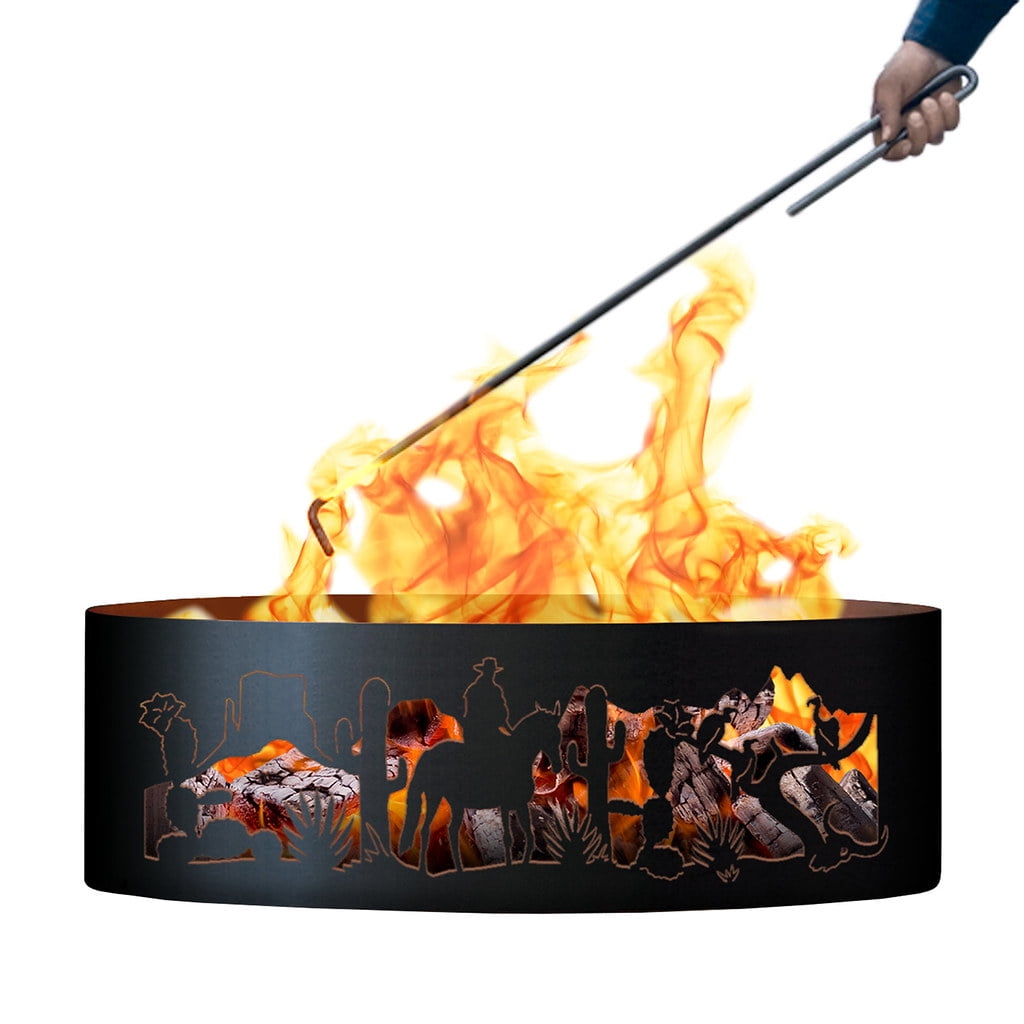 PD Metals Southwest 12 in. Tall 48 in. Diameter Fire Ring - Fire Poker ...