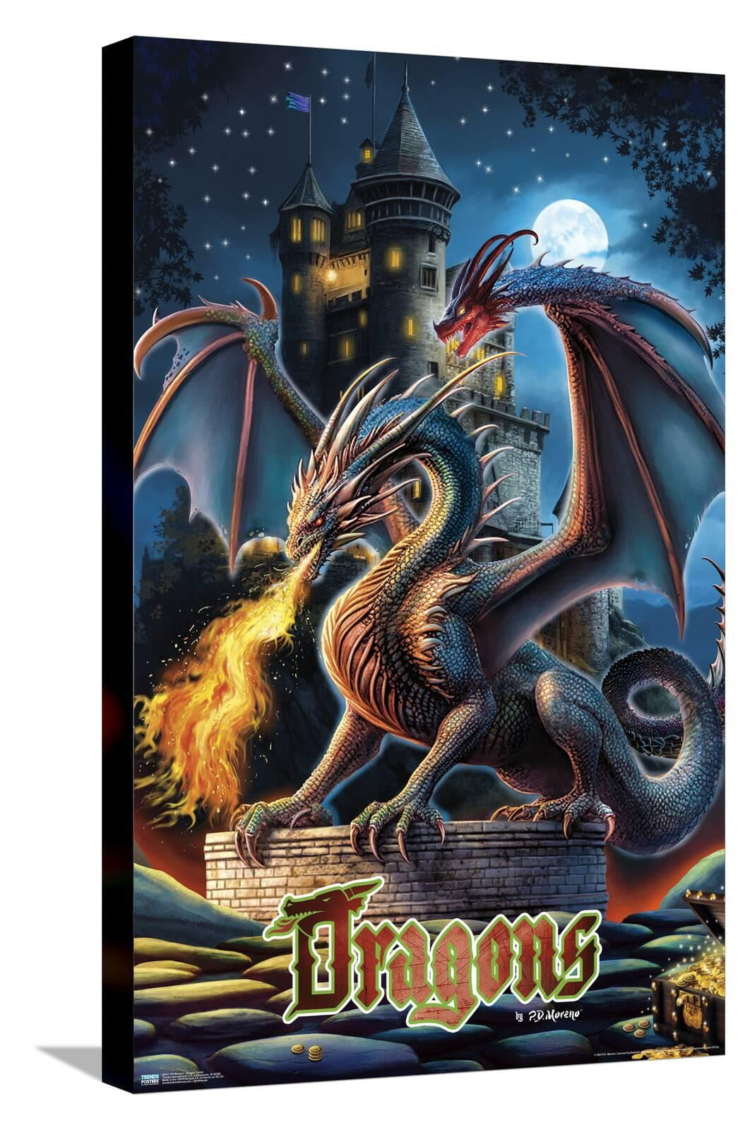 PD Moreno - Dragon Castle Canvas Wall Poster, 14.725" x 22.375" - Walmart.com