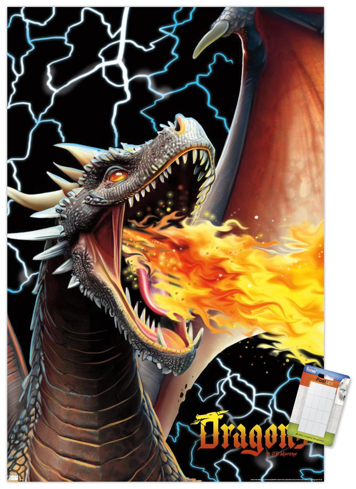 PD Moreno - Dragon Lightning Wall Poster, 22.375" x 34" - Walmart.com