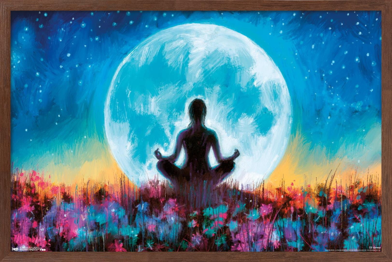 PD Moreno - Fine Art - Yoga Moon Wall Poster, 14.725" x 22.375" Framed - Walmart.com