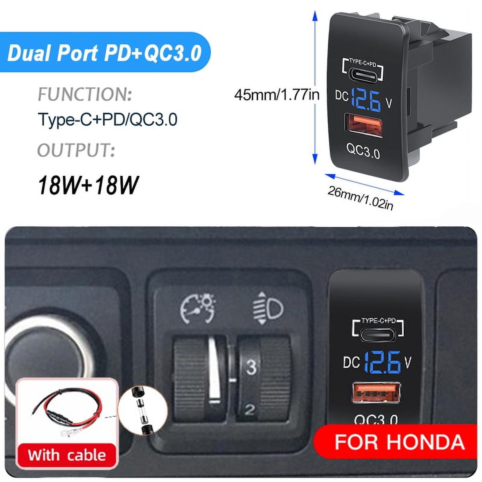 PD QC3.0 Dual Port Fast Phone Charger With LED Voltmeter Car USB Built ...