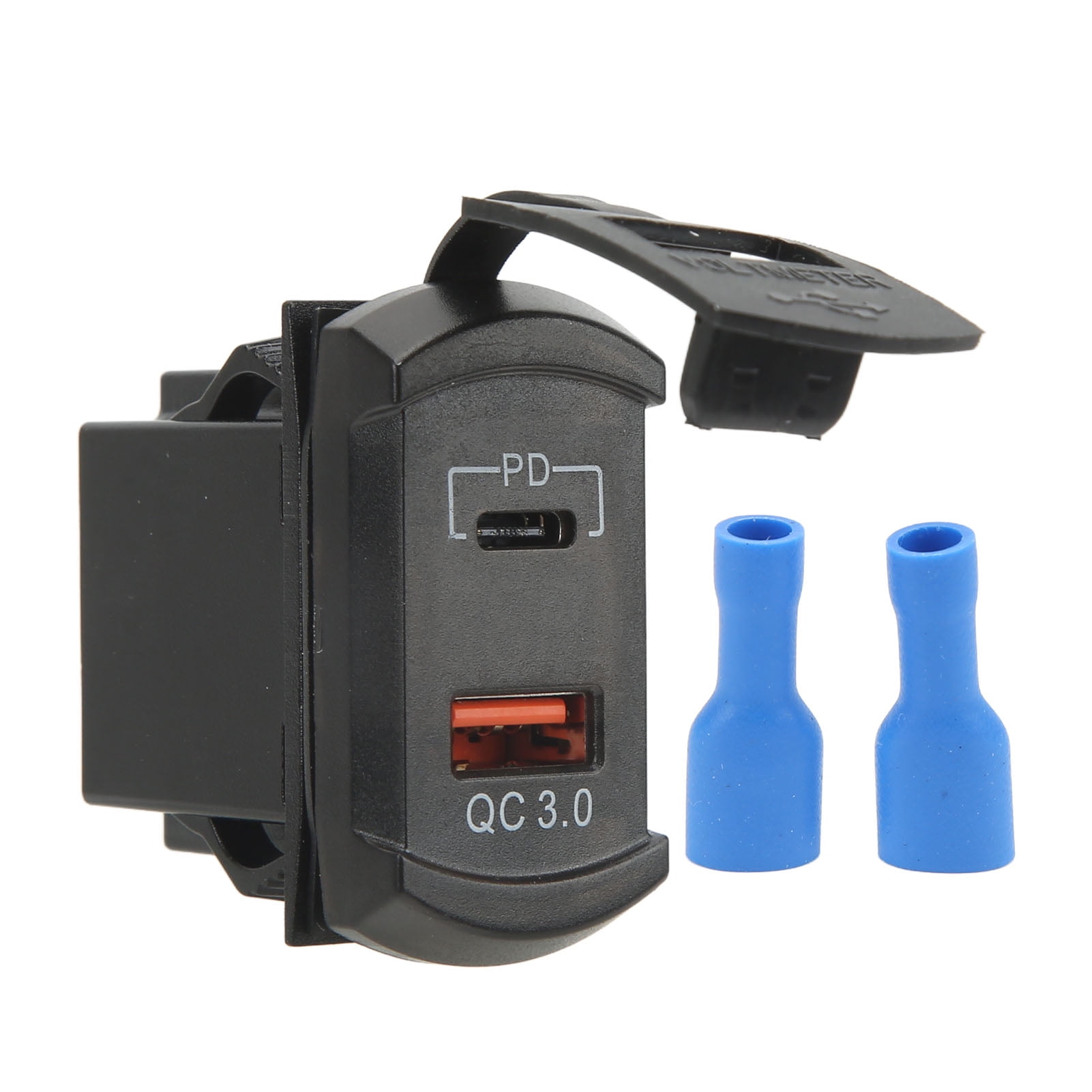 PD Type QC 3.0 USB Car Charger with Voltmeter Blue Backlight 12?24V ...