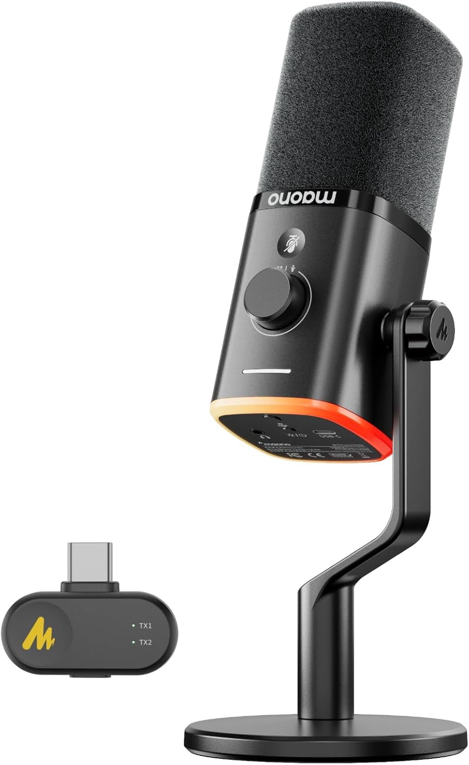 PD100W Wireless/USB Microphone, PC Gaming Mic with One-Click Noise ...