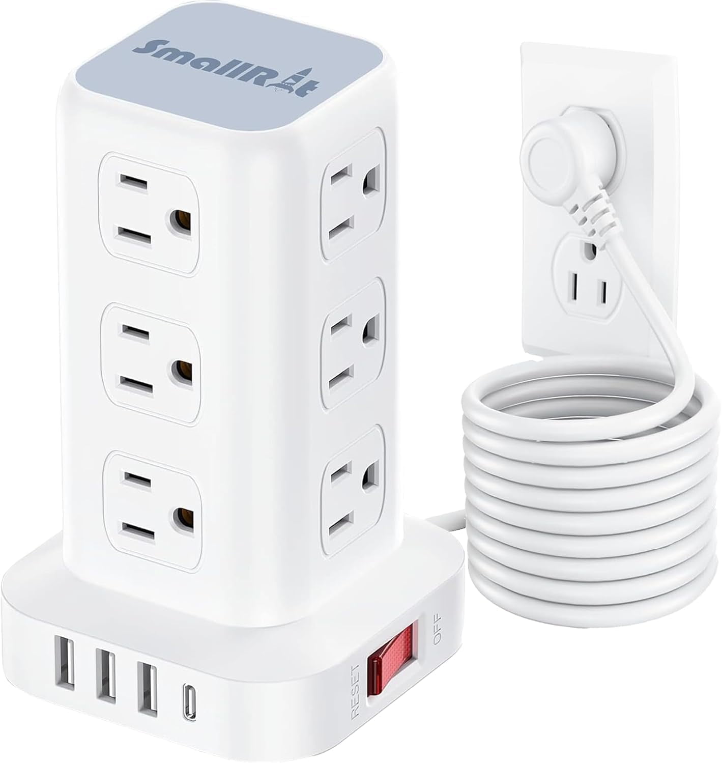 PD20W Power Strip Tower Surge Protector,16.5FT Extension Cord,Power ...
