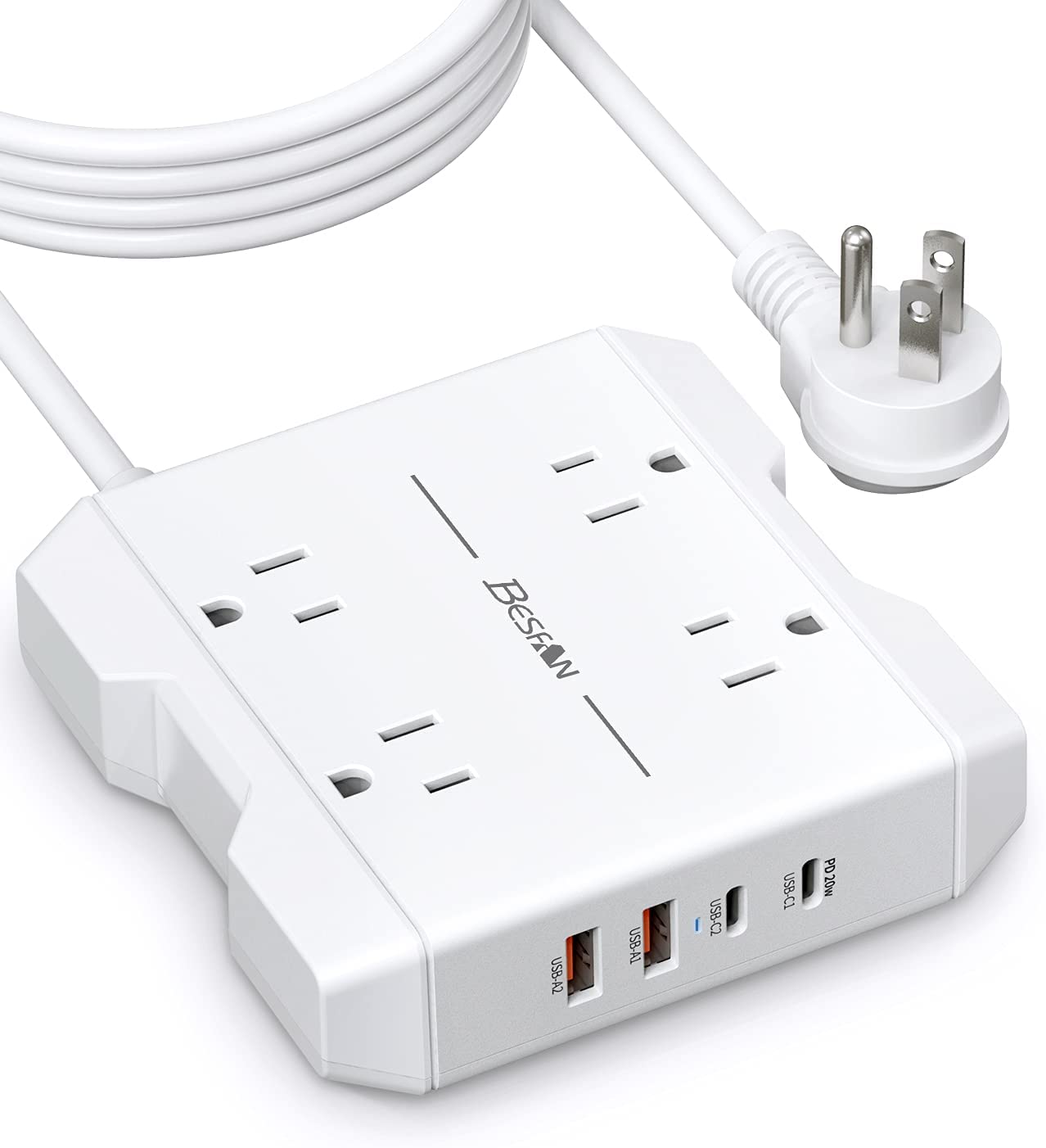 PD20W USB C Power Strip with Surge Protection - Multi-Outlet Strip with ...