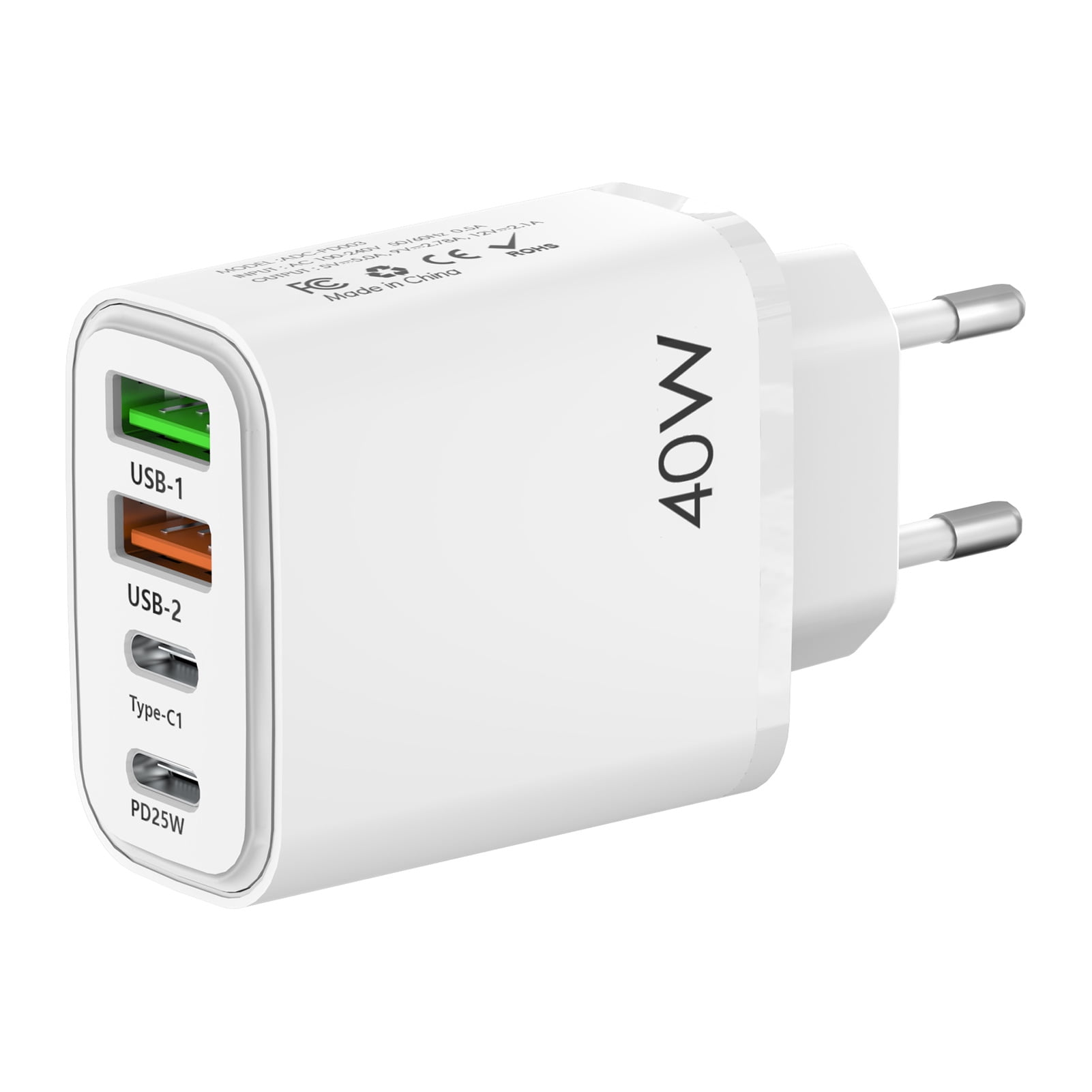 PD40W Phone Wall Charger Block PD25W Type-C Dual Port USB Multiport ...