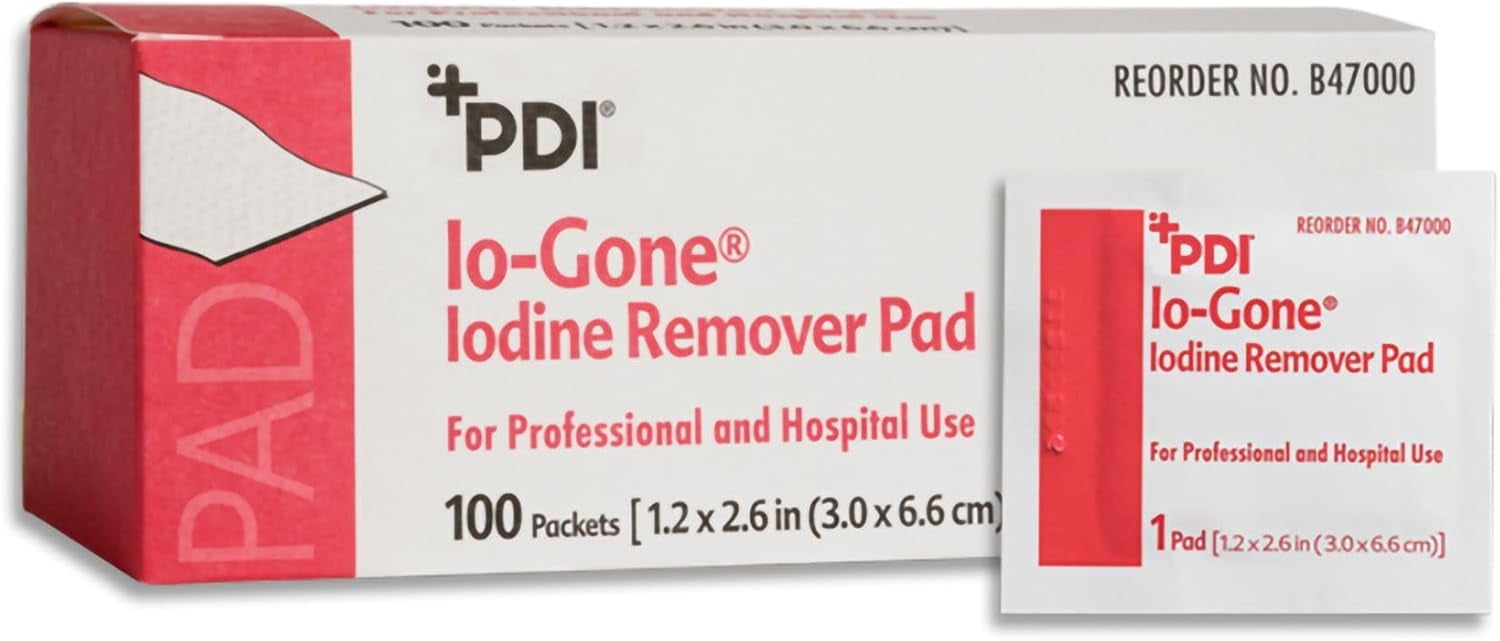 PDI Io-Gone Iodine Remover Pads - Stain Removal from Skin and Clothing ...