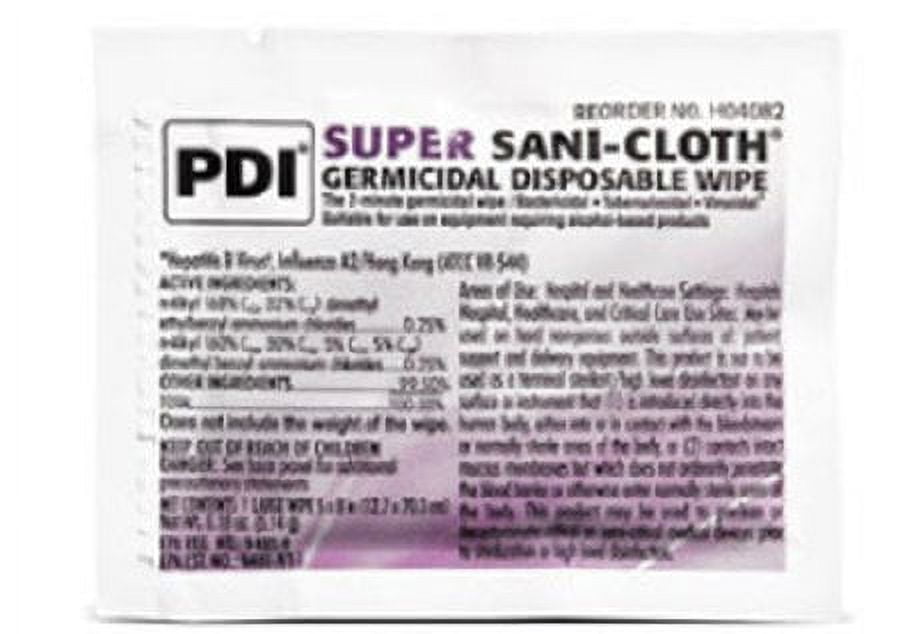 PDI Super Sani-Cloth Germicidal Disposable Wipe, Large, Individual, 5 ...
