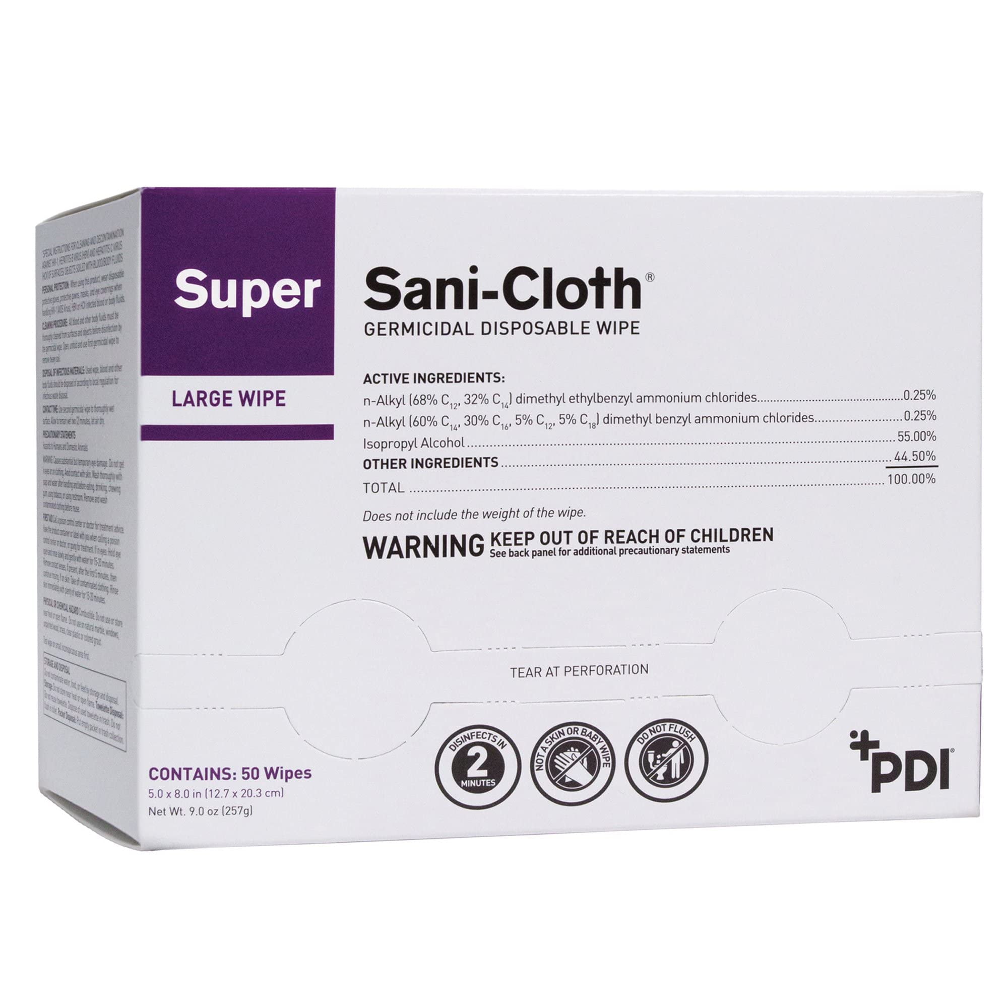 PDI Super Sani-Cloth Germicidal Disposable Wipe, Large, Individual, 5 ...