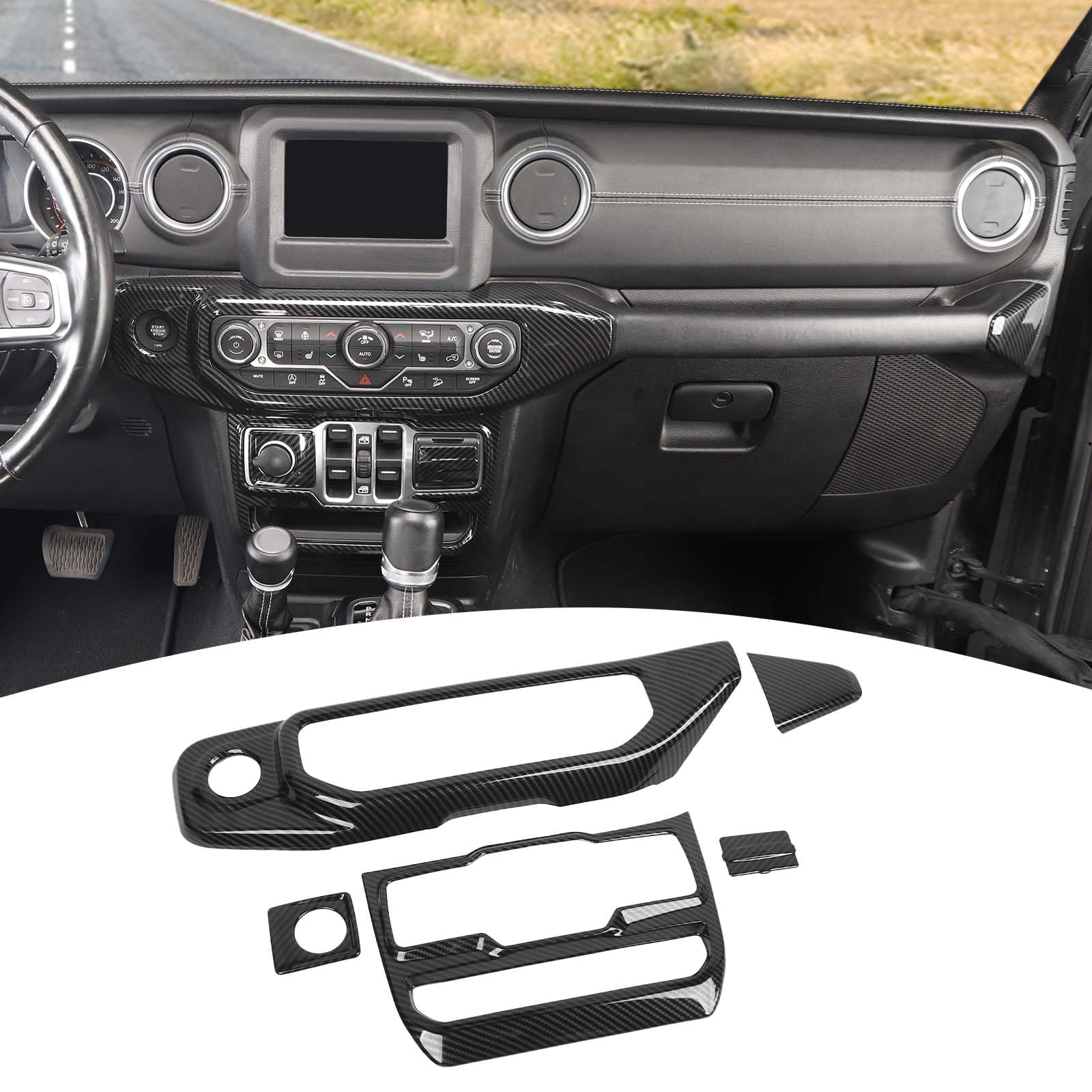 PDKLIN for Jeep JL Center Console Dashboard AC Control Panel Trim Cover ...
