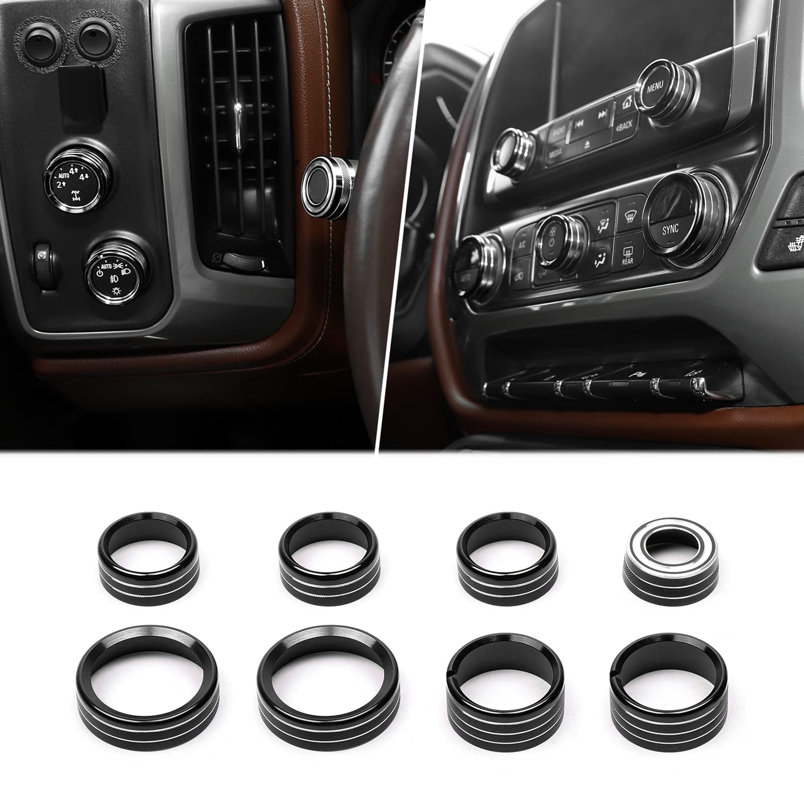 PDKLIN for Silverado Center SSF20 Console Knob Cover Trim Ring Black ...