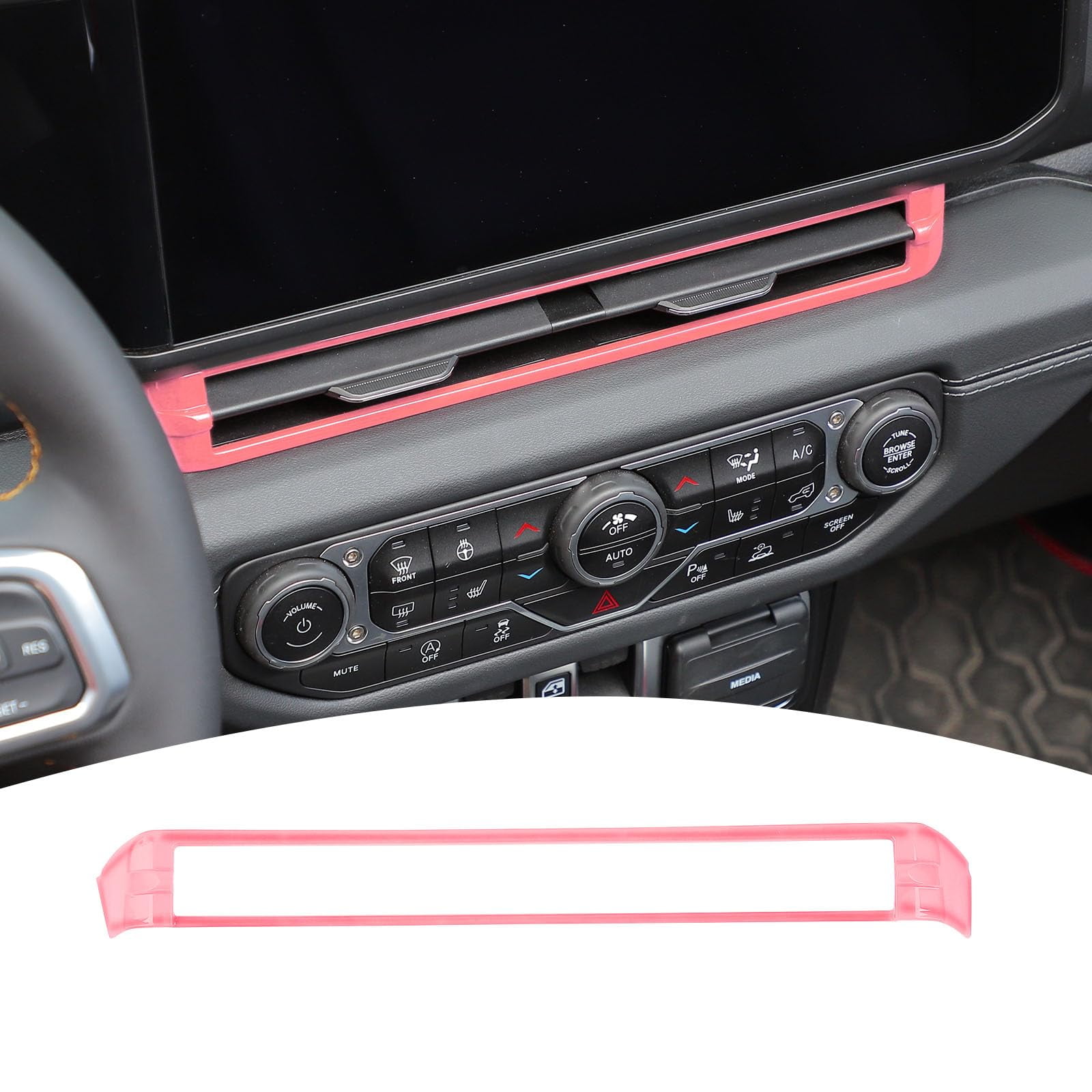 PDKLIN for 2024 Jeep JL Dash Center Air Vent Trim Cover Pink Compatible ...