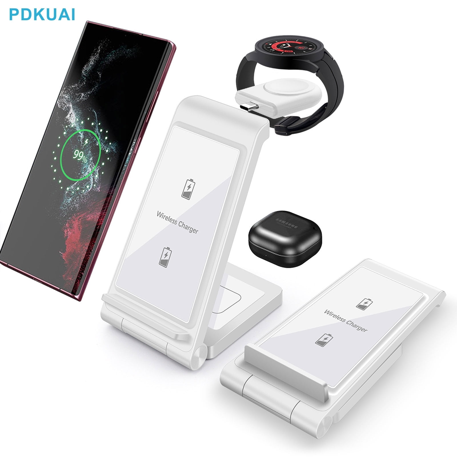 PDKUAI 3 in 1 Fast Wireless Charger 15W Charging Station for Samsung ...