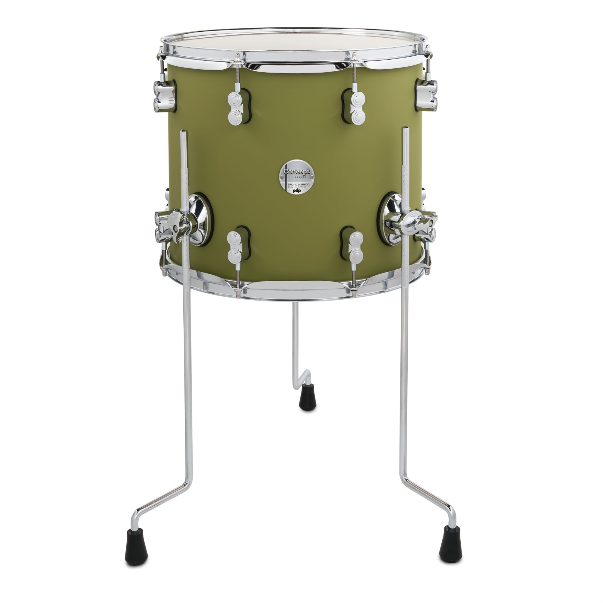 PDP Concept Maple 12x14 Floor Tom Satin Olive Finish Ply with Chrome ...