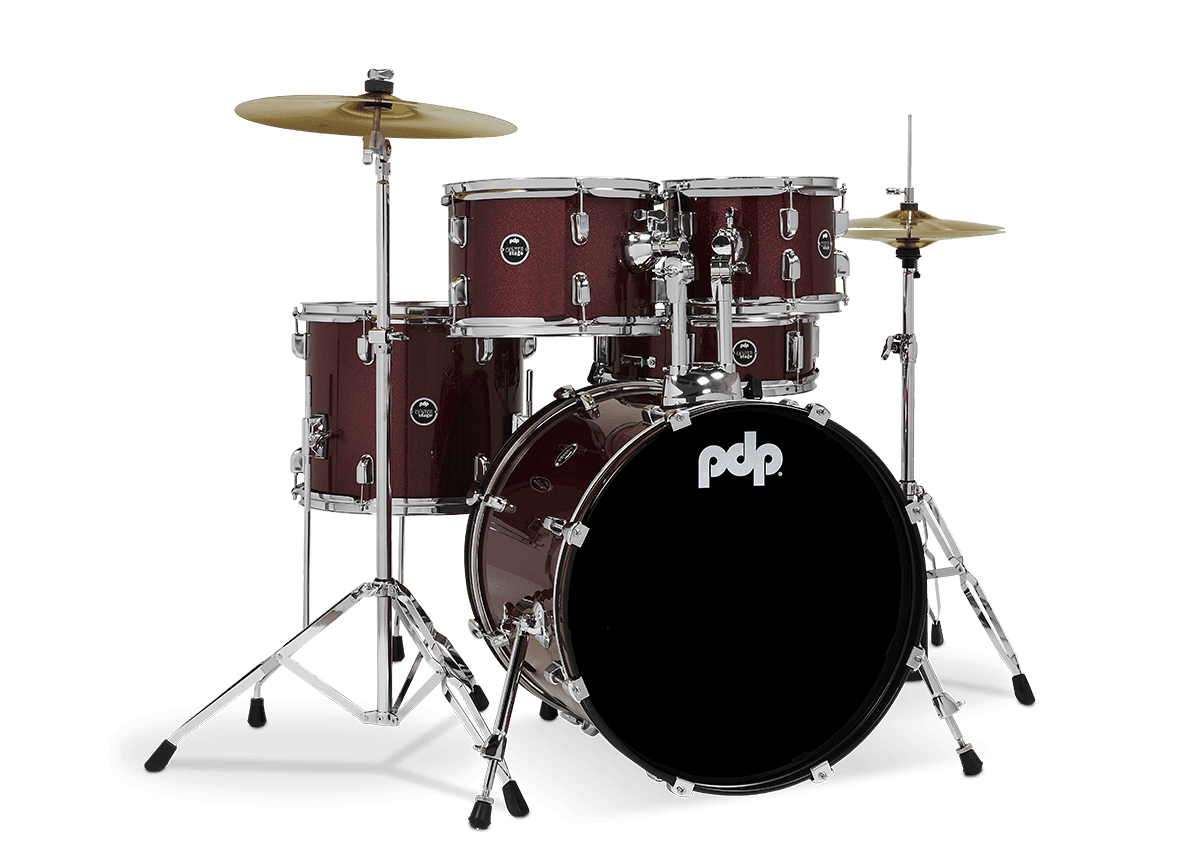 PDP Center Stage Complete 5 Piece Drum Set 10/12/14/20/14 - Ruby Red ...