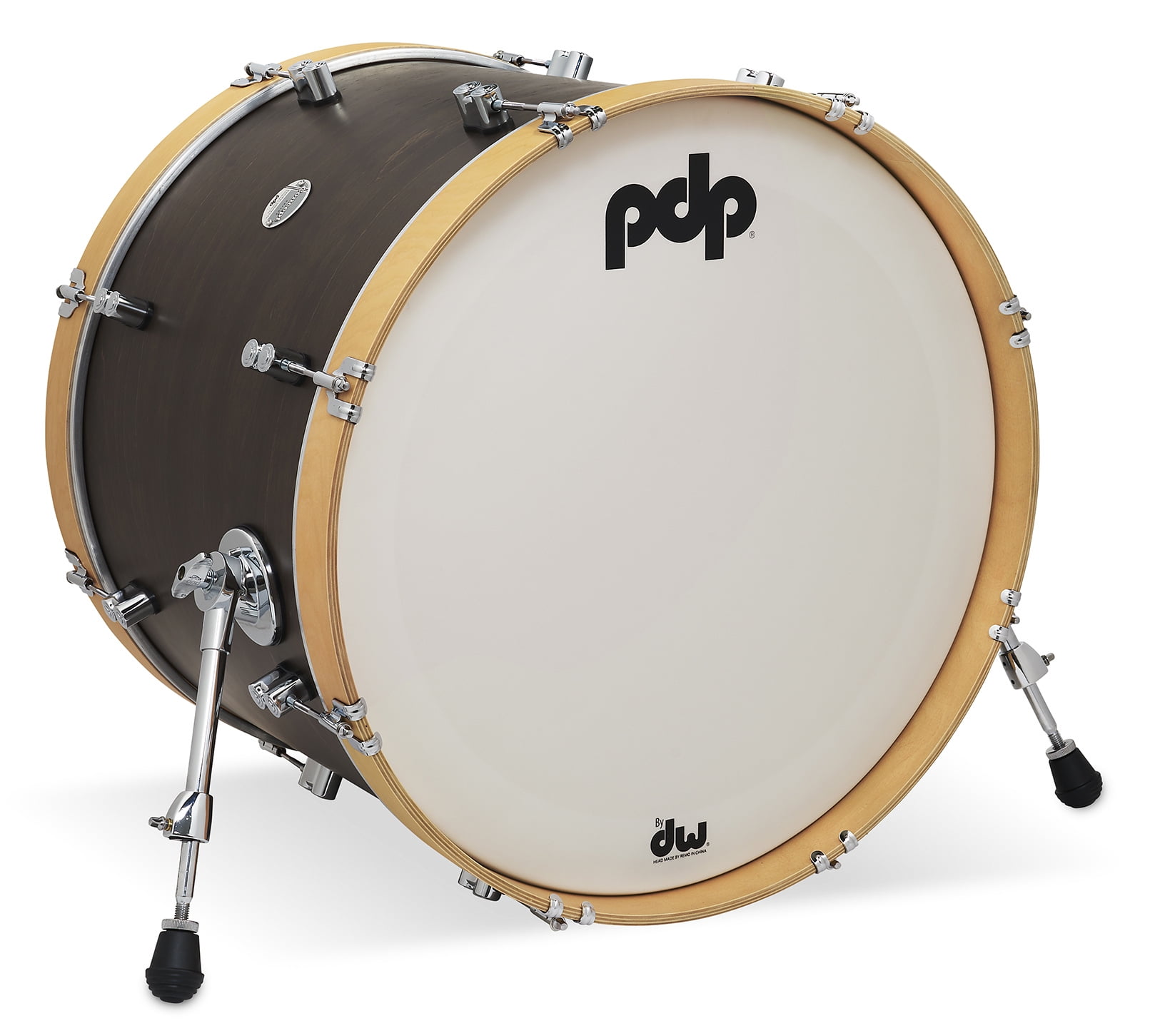 PDP PDCC1622KKWN 16 x 22 in. Walnut Stain Kick Drum with Natural Stain ...