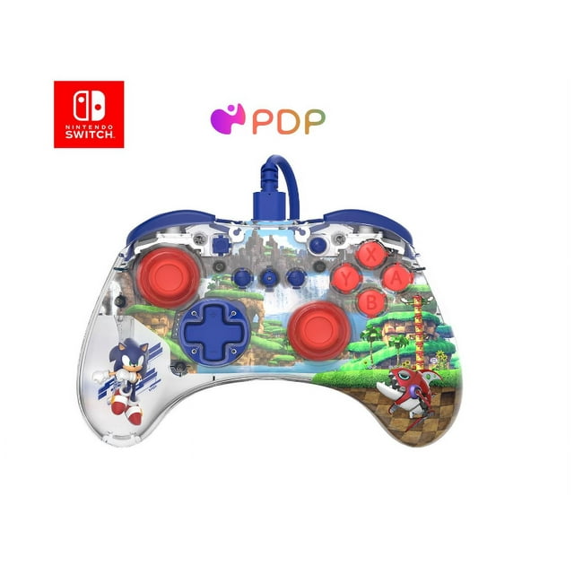 PDP REALMz Wired LED Light-up Pro Controller: Sonic Green Hill Zone For ...