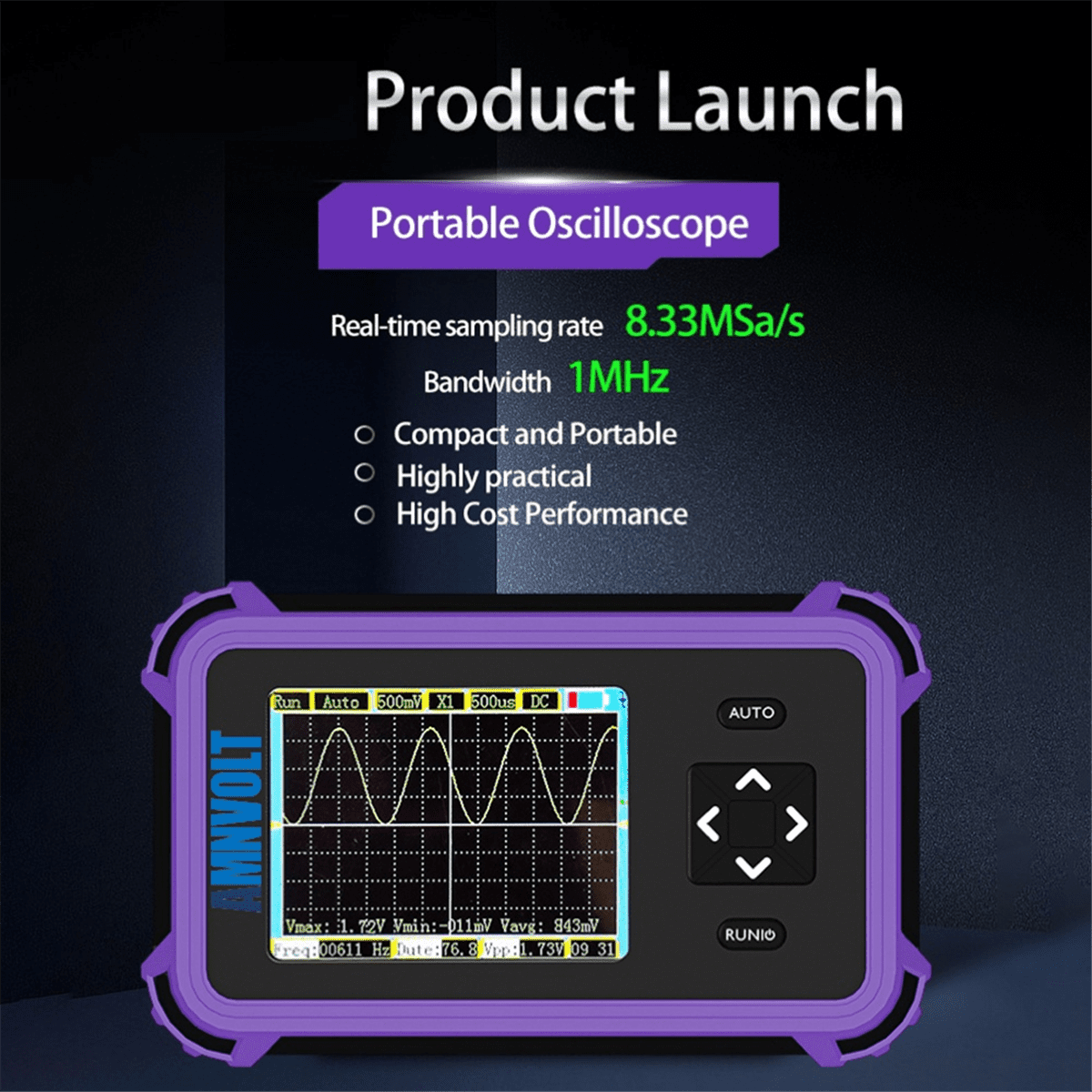 PDS833 Handheld Digital Osciloscope+Probes Kit 2.8inch Screen 1Mhz ...